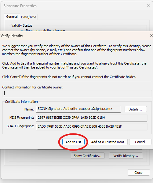 How do I verify SIGNiX signatures in Power PDF?
