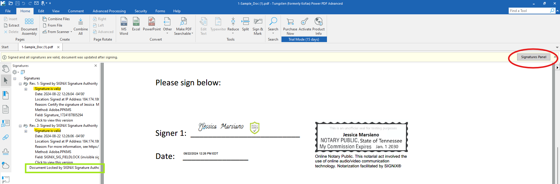 How do I verify SIGNiX signatures in Power PDF?